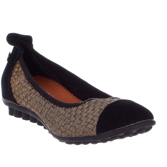 bernie mev. | Shoes | Bernie Mev Black Bronze Bella Me Cap Toe Ballet ...